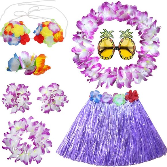 Other | 8 Pcs Hula Skirt Costume Accessory Kit Luau Party Dress Up For ...
